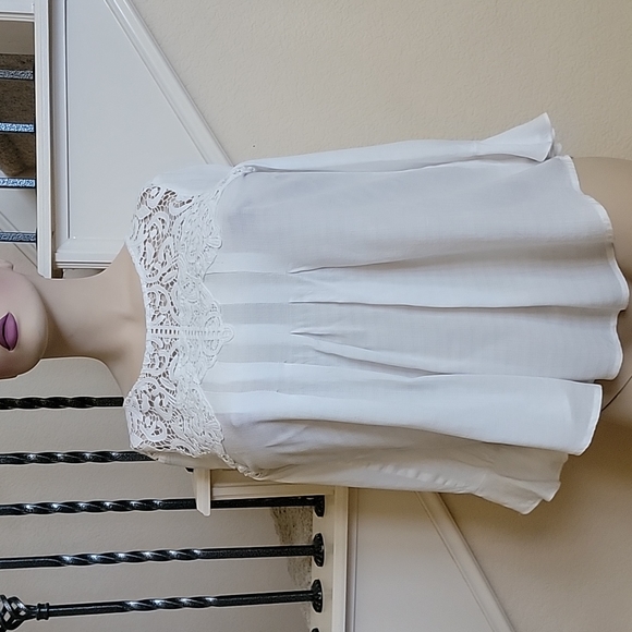 Vintage America | Tops | Vintage America White Top With Lace | Poshmark